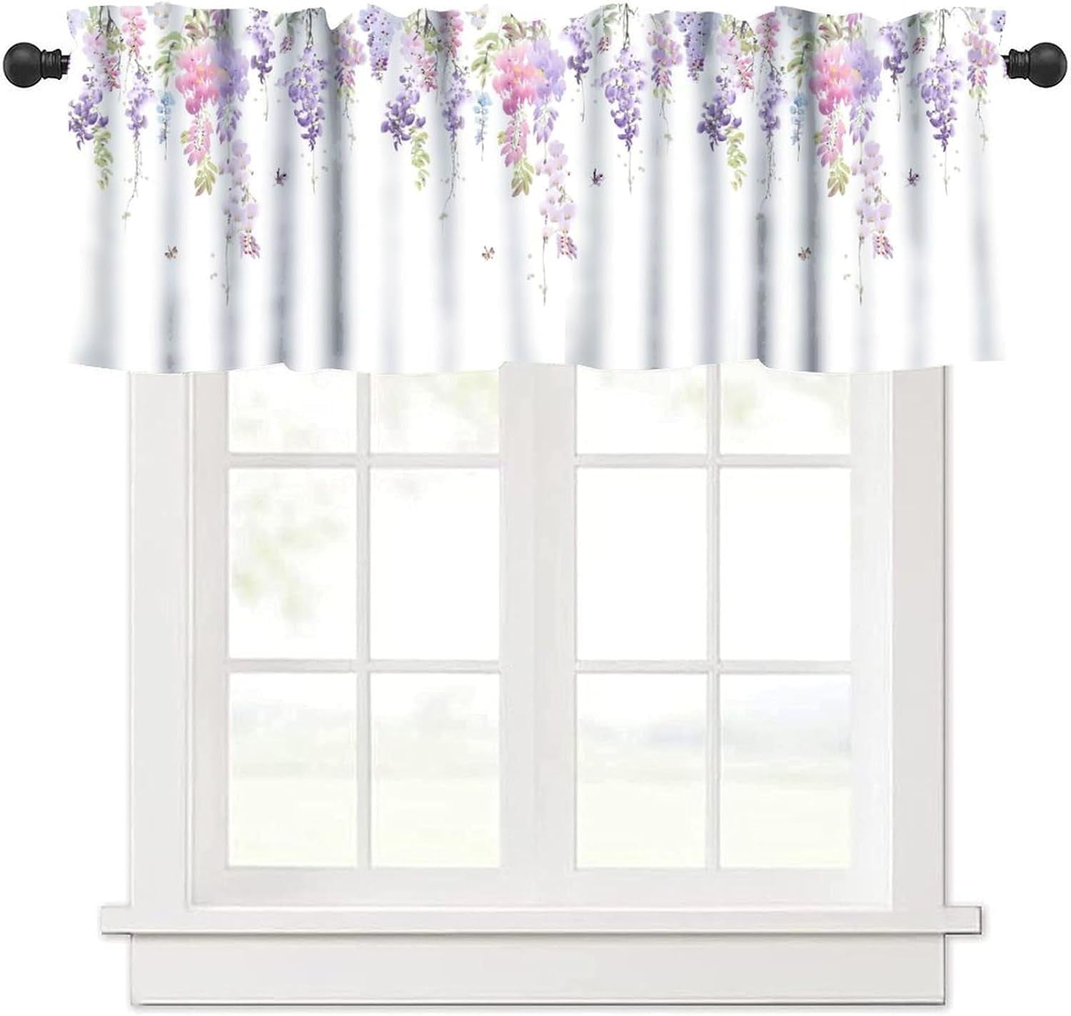 Flower Curtains Valances for Bedroom,Vintage Farm Spring Watercolor ...