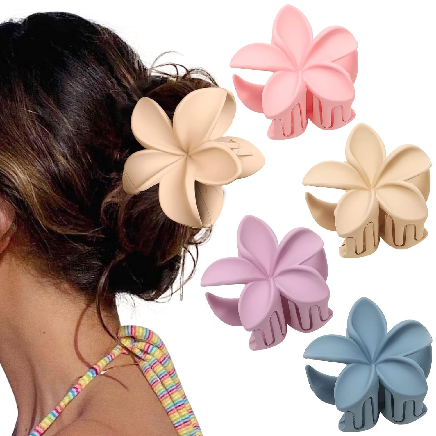 Flower Cute Hair Claw Clips - 4Pcs Flower Hair Clip Nonslip Strong Hold ...