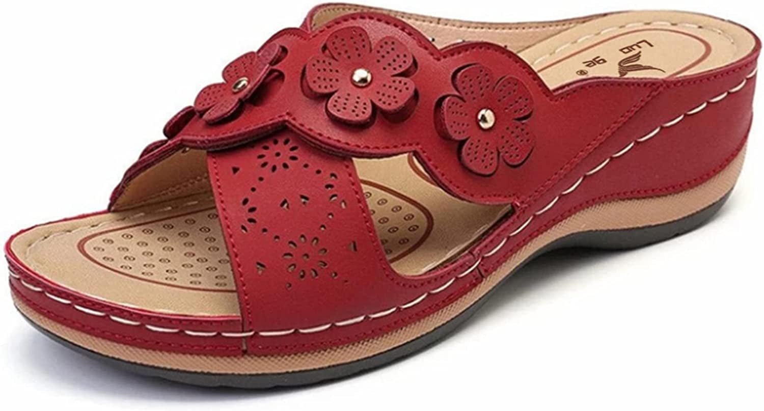 Flower Cutout Sandals Flip Flops for Women Summer Casual Flats ...