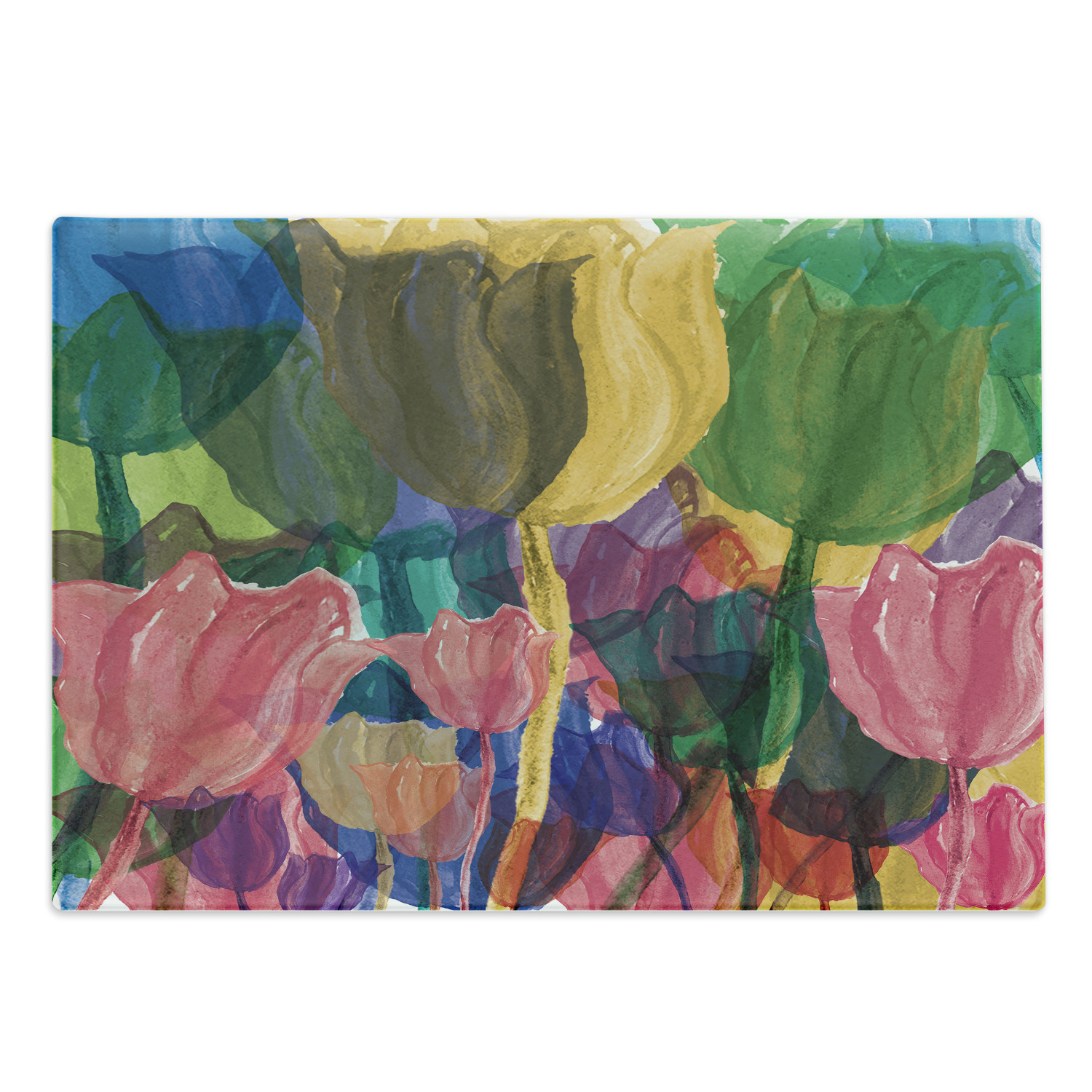 Flower Cutting Board, Fine Art Painting of Creative Garden Coloful ...