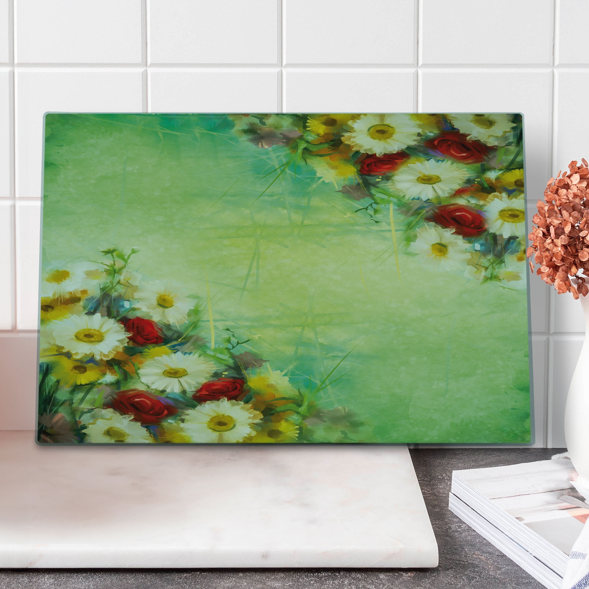 Flower Cutting Board, Vintage Bouquet Design in Freshening Pastel ...