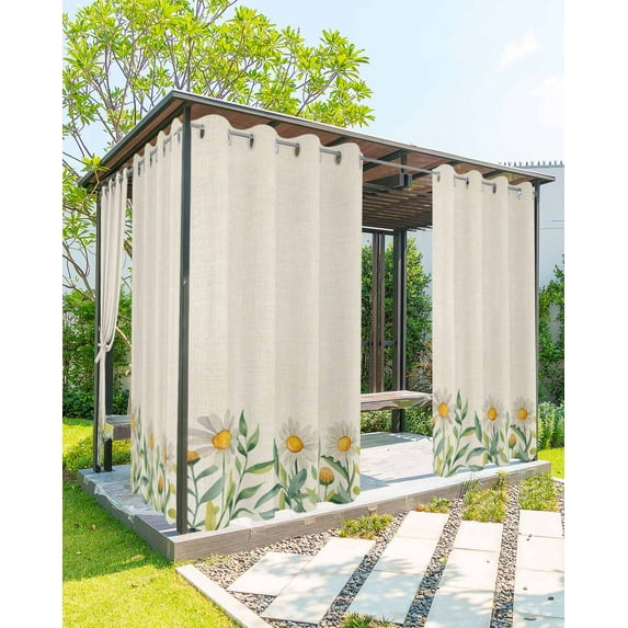 Flower Daisies Outdoor Curtains for Patio, Pastoral Country Vintage ...
