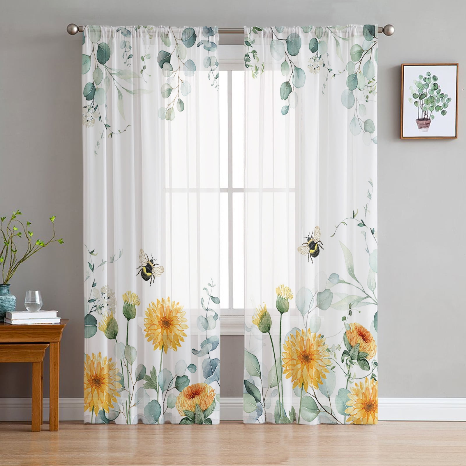 Flower Daisy Spring Summer Simple TextureTulle Curtains ration Modern ...