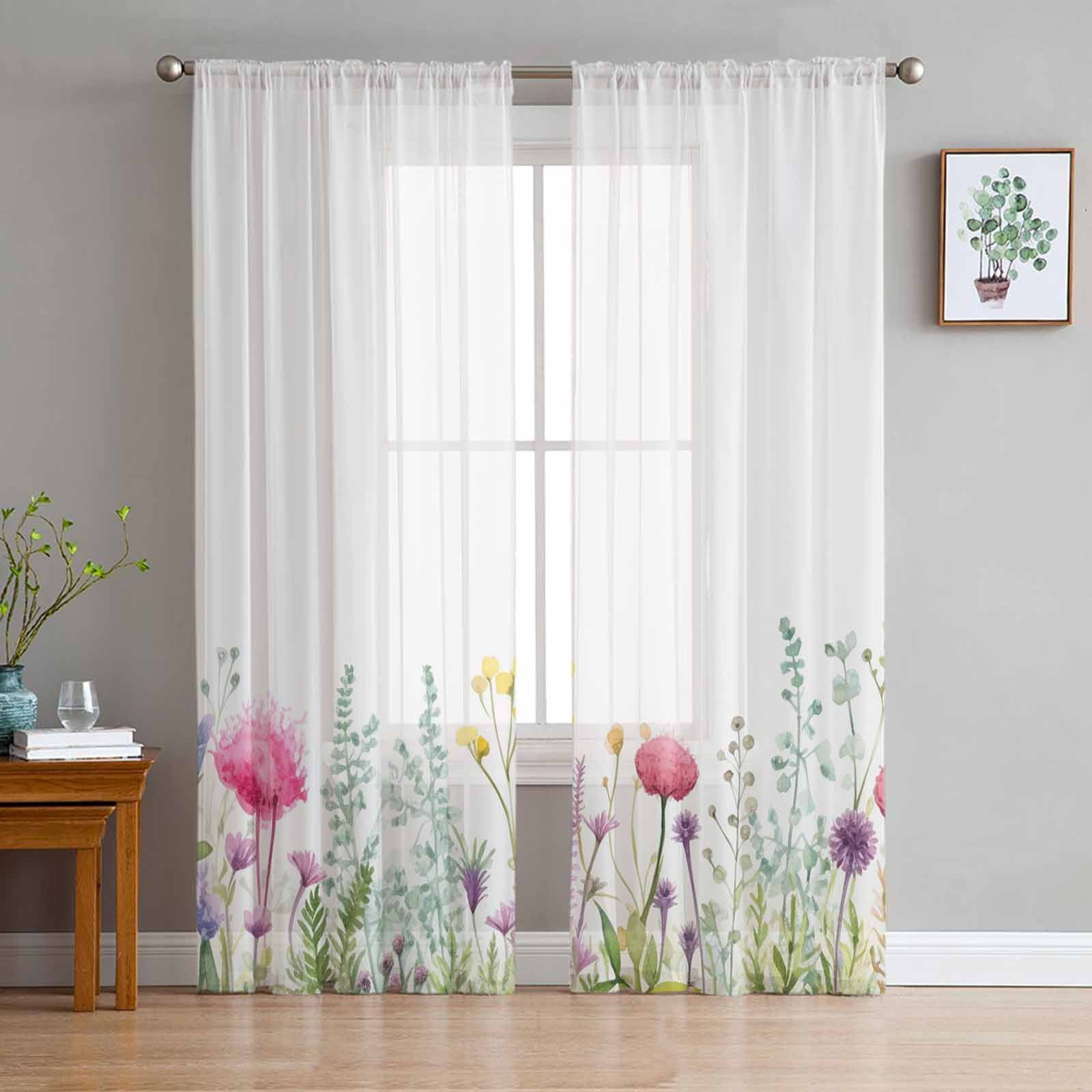 Flower Daisy Spring Summer Simple TextureTulle Curtains ration Modern ...