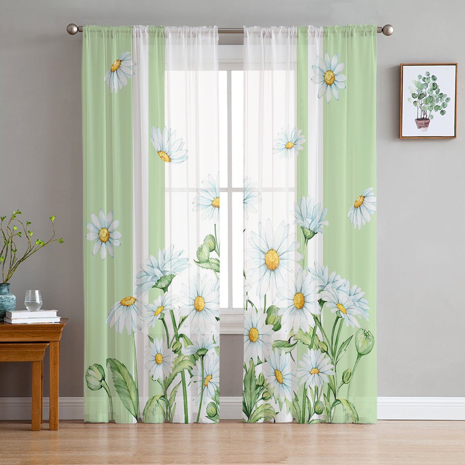 Flower Daisy Spring Summer Simple TextureTulle Curtains ration Modern ...