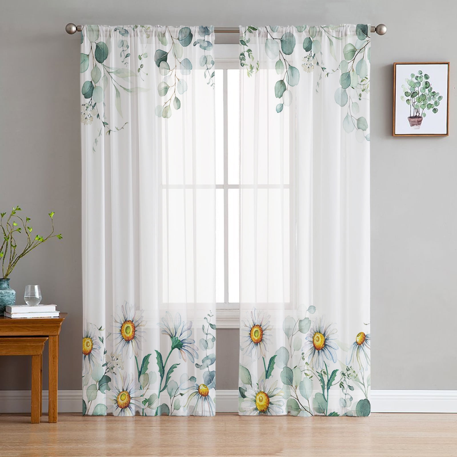 Flower Daisy Spring Summer Simple TextureTulle Curtains ration Modern ...