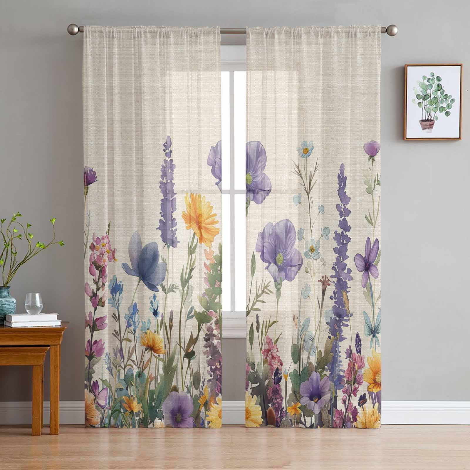 Flower Daisy Spring Summer Simple TextureTulle Curtains ration Modern ...