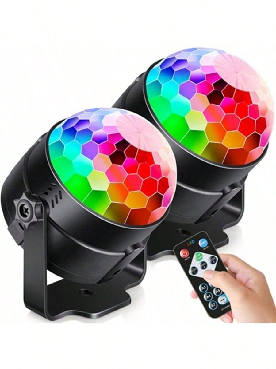 Flower Dance 2 Pcs Disco Ball Party Lights Sound Activated Remote Control For Home Wedding Show ...