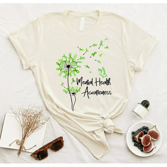 Flower Dandelion Mental Health Awareness Shirt, Green Ribbon Shirt ...