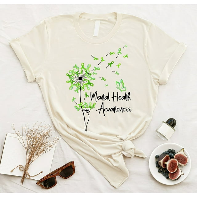 Flower Dandelion Mental Health Awareness Shirt, Green Ribbon Shirt ...