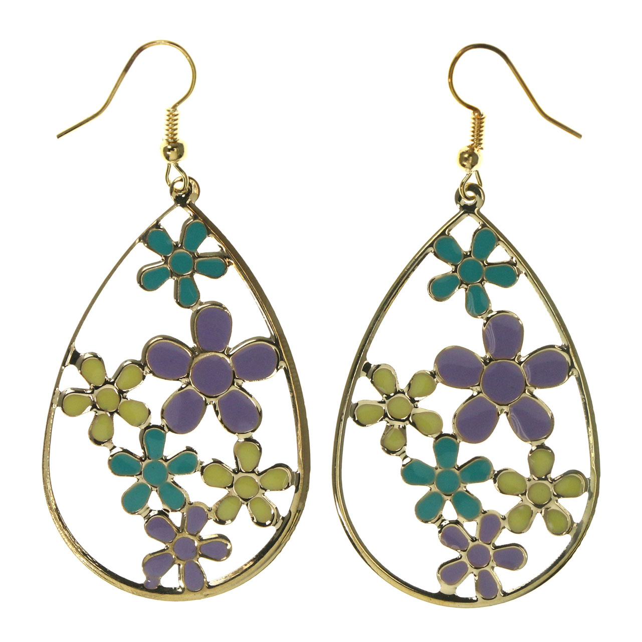 Flower Dangle-Earrings Gold-Tone & Multi Colored #LQE2418 - Walmart.com