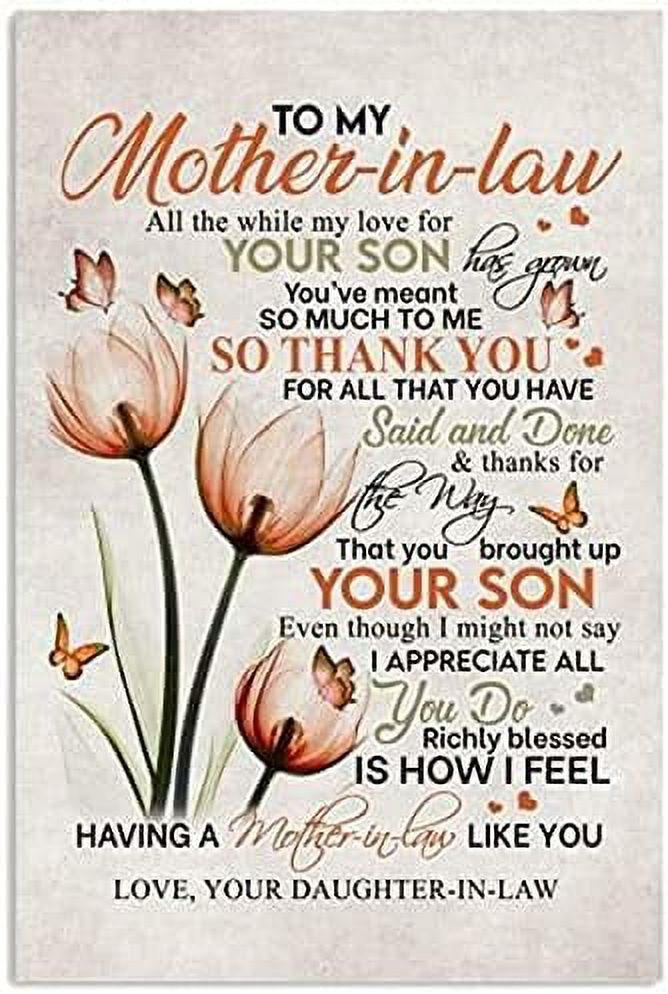 Flower Daughter in Law to Mother in Law Thanks for All That You Have Done Poster Metal Sign 8x12 ...