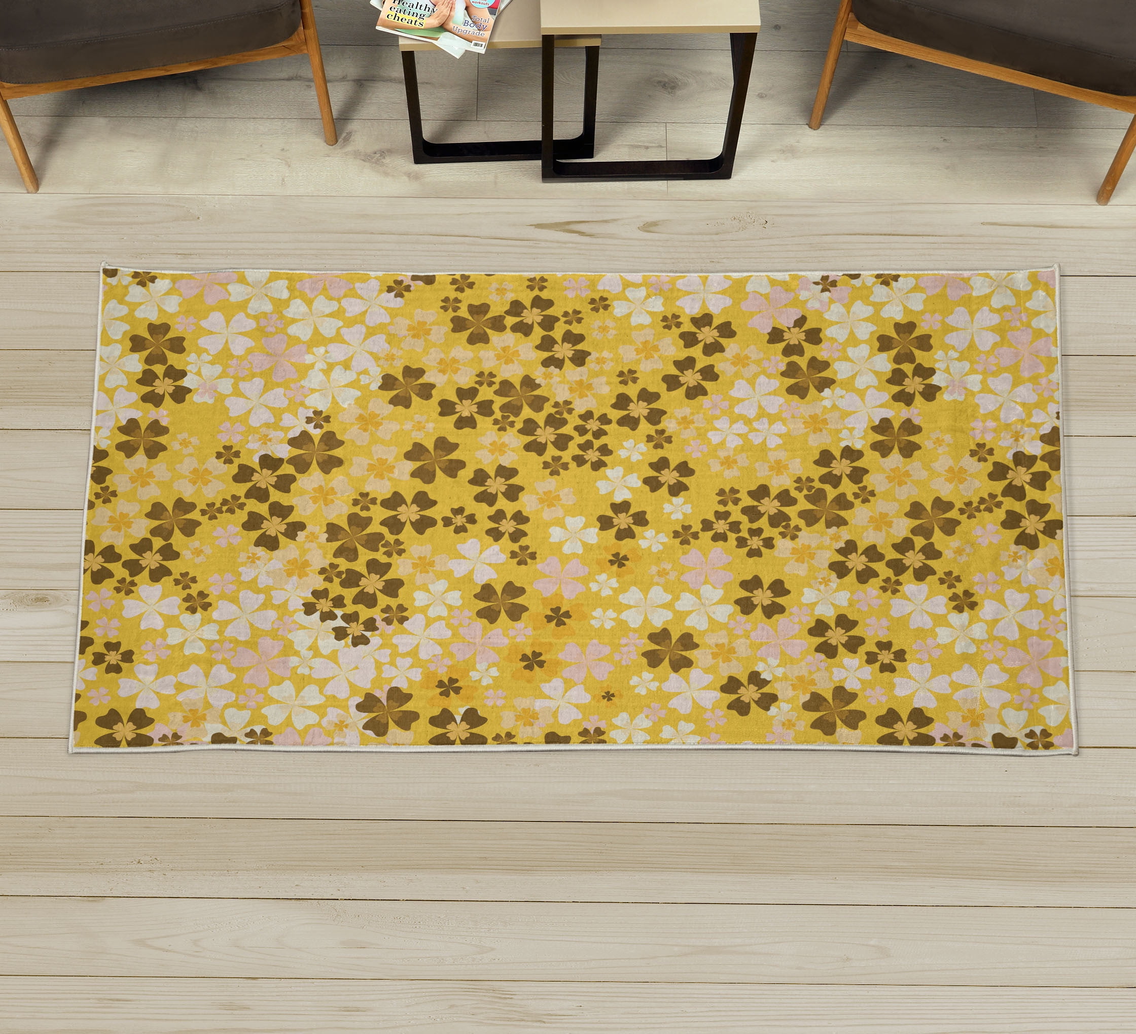 Flower Decorative Rug, Lilac Flowers Blossoms in Spring Romantic Meadow ...