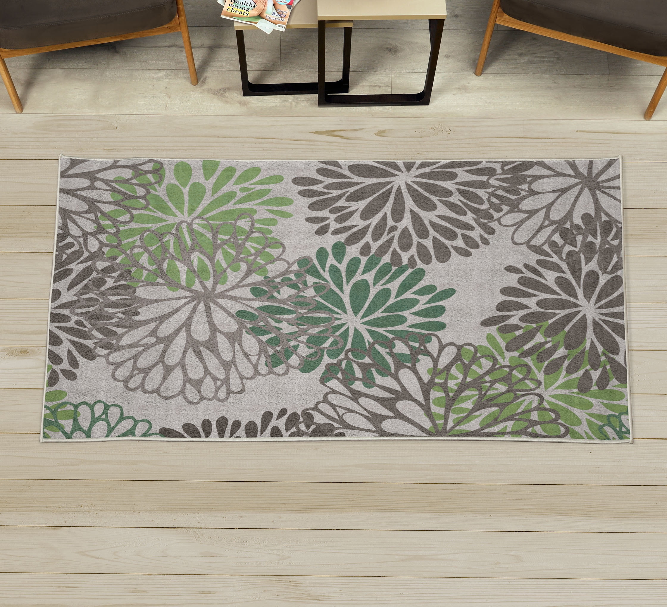 Flower Decorative Rug, Modern Dahlia Inspired Petals Blossom Abstract ...