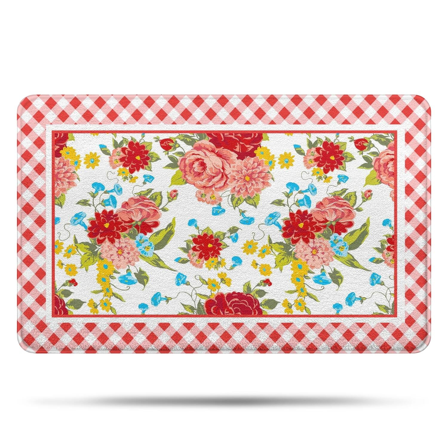 Flower Design Bath Mat Soft Rug Rubber Non Slip Quick Dry Pioneer ...