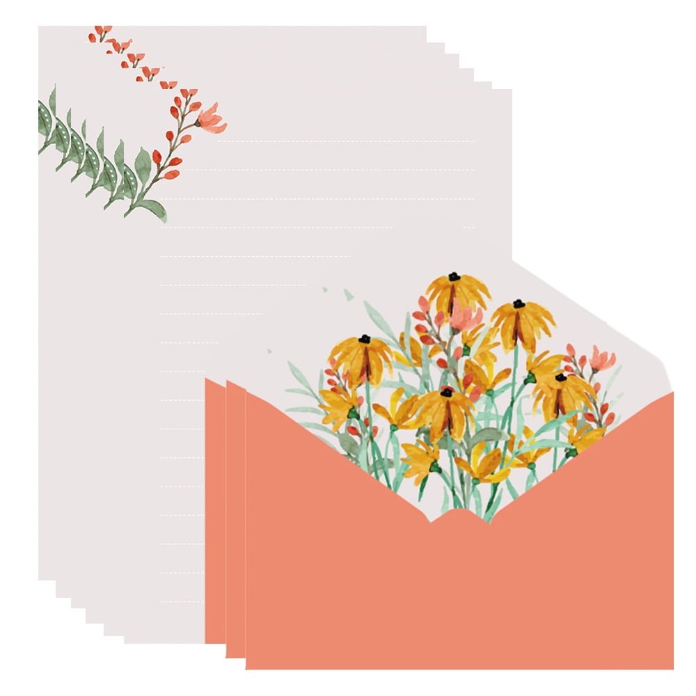 Flower Design Paper and Envelopes Set - Walmart.com