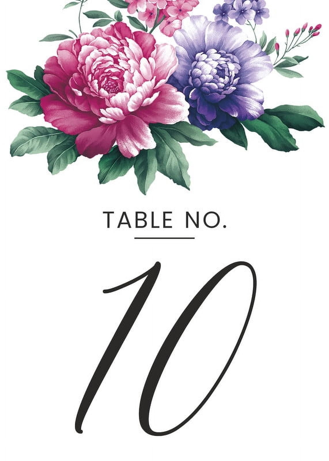 Flower Design Table Number Cards Double Sided Party Table Numbers for ...