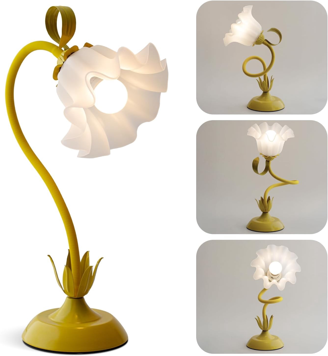 Flower Desk Lamp, Cute Reading Table Lamp for , Small Bedside ...