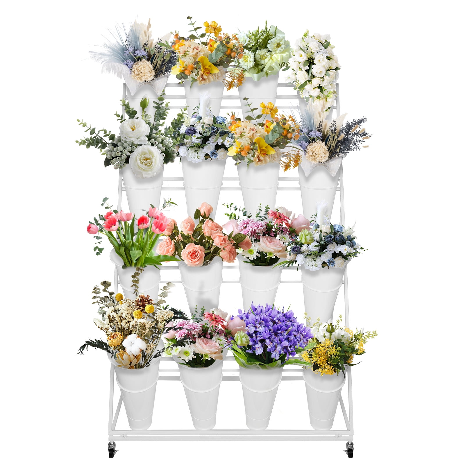 Flower Display Rack,4 Layers 59 inch Tall Metal Florist Bouquet Shelf ...