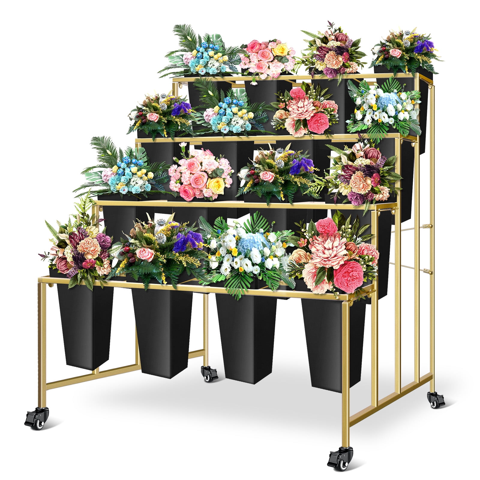 Flower Display Shelf 4 Layers,45 inch Tall 4 Layers Metal Plant Stand ...