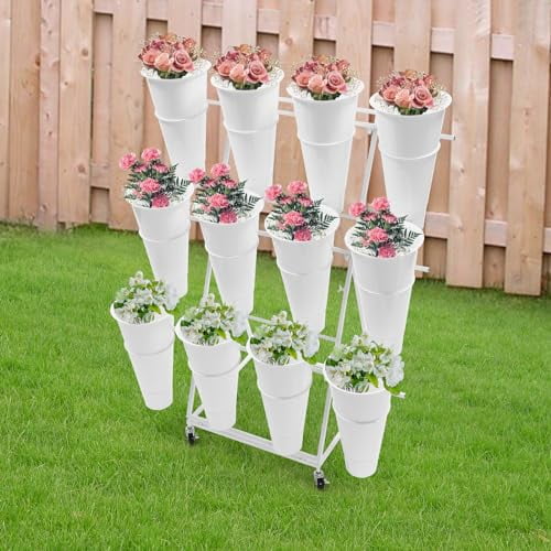 Flower Display Stand with 12 Buckets, 3 Layers Flower Bucket Stand Cut ...