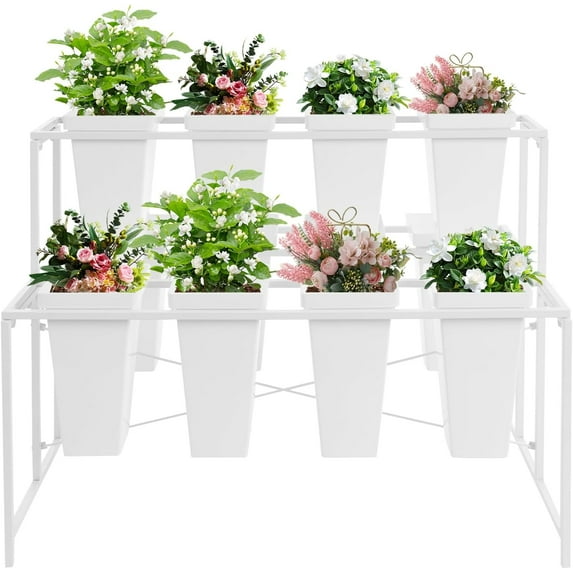 Flower Display Stand with 12 Pcs Buckets 3 Layers Metal Stand Cart ...