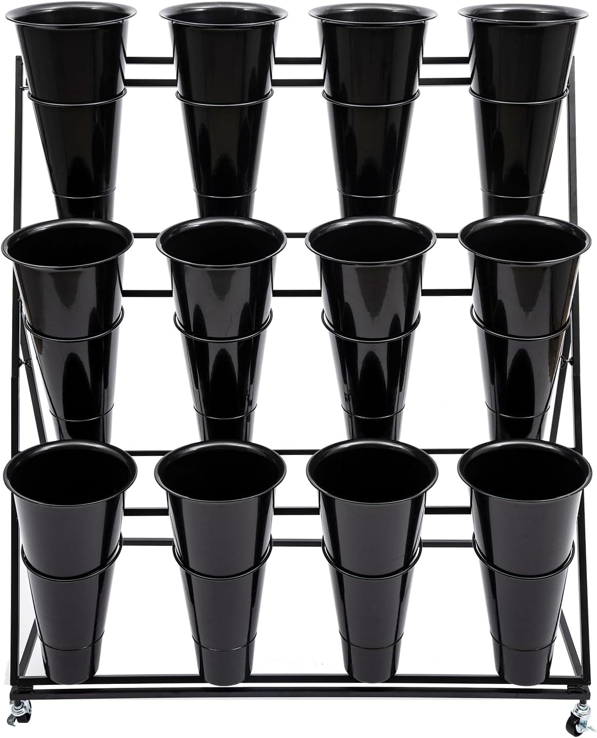Flower Display Stand with 12PCS Buckets, 3 Tier Flower Bar Cart Stand ...