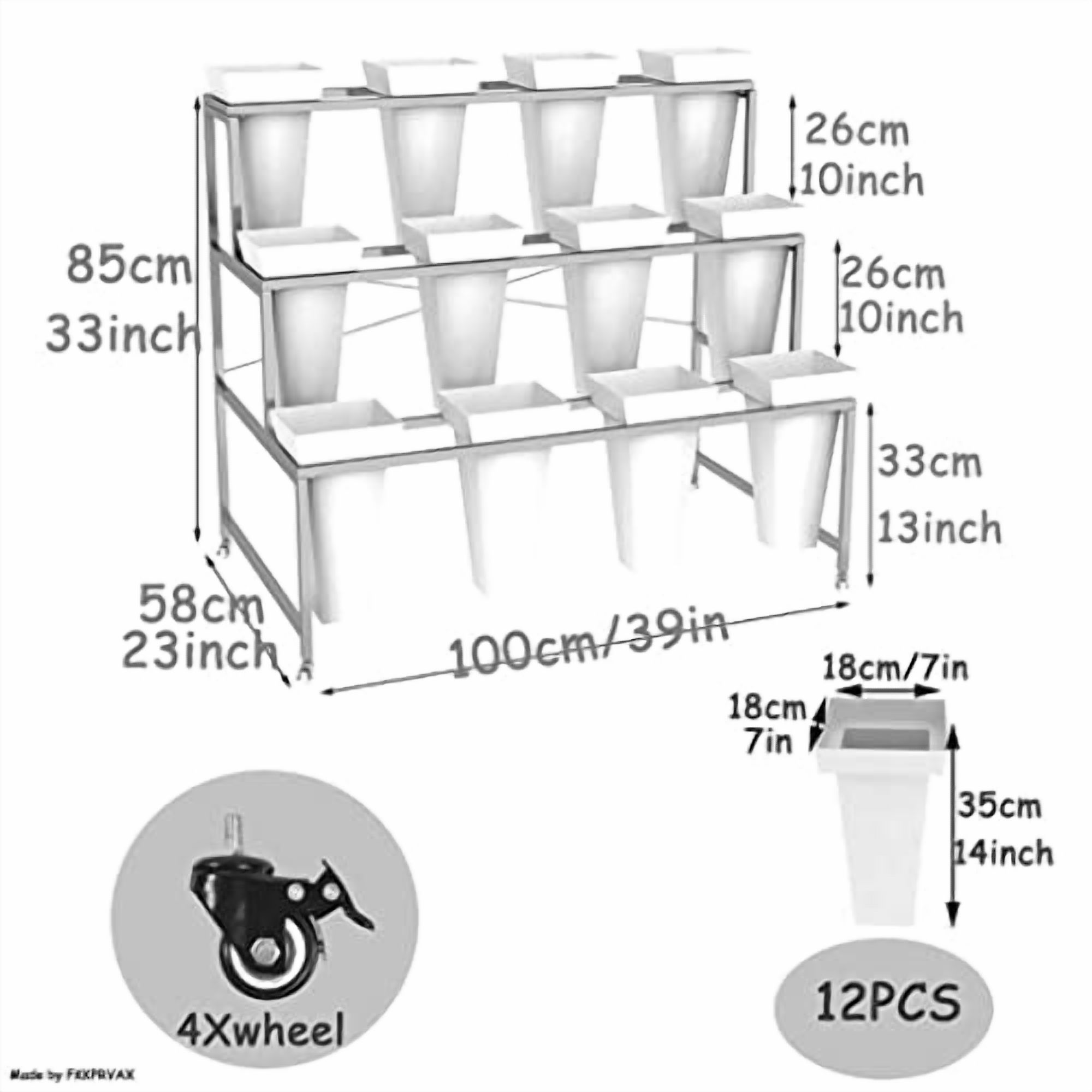 Flower Display Stand with 12pcs Bucket,Heavy Duty Plant Stand with ...
