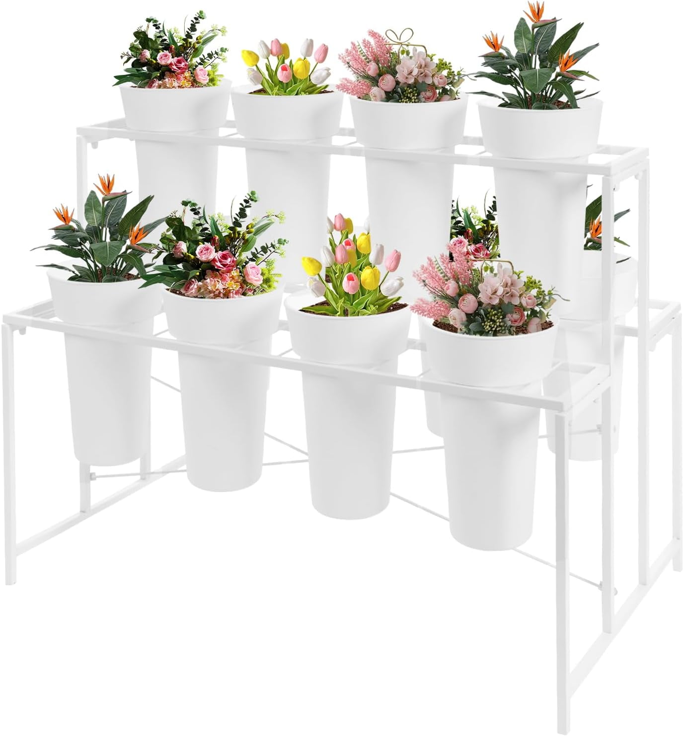 Flower Display Stand with 12pcs Buckets 3 Tier Flower Cart Display ...