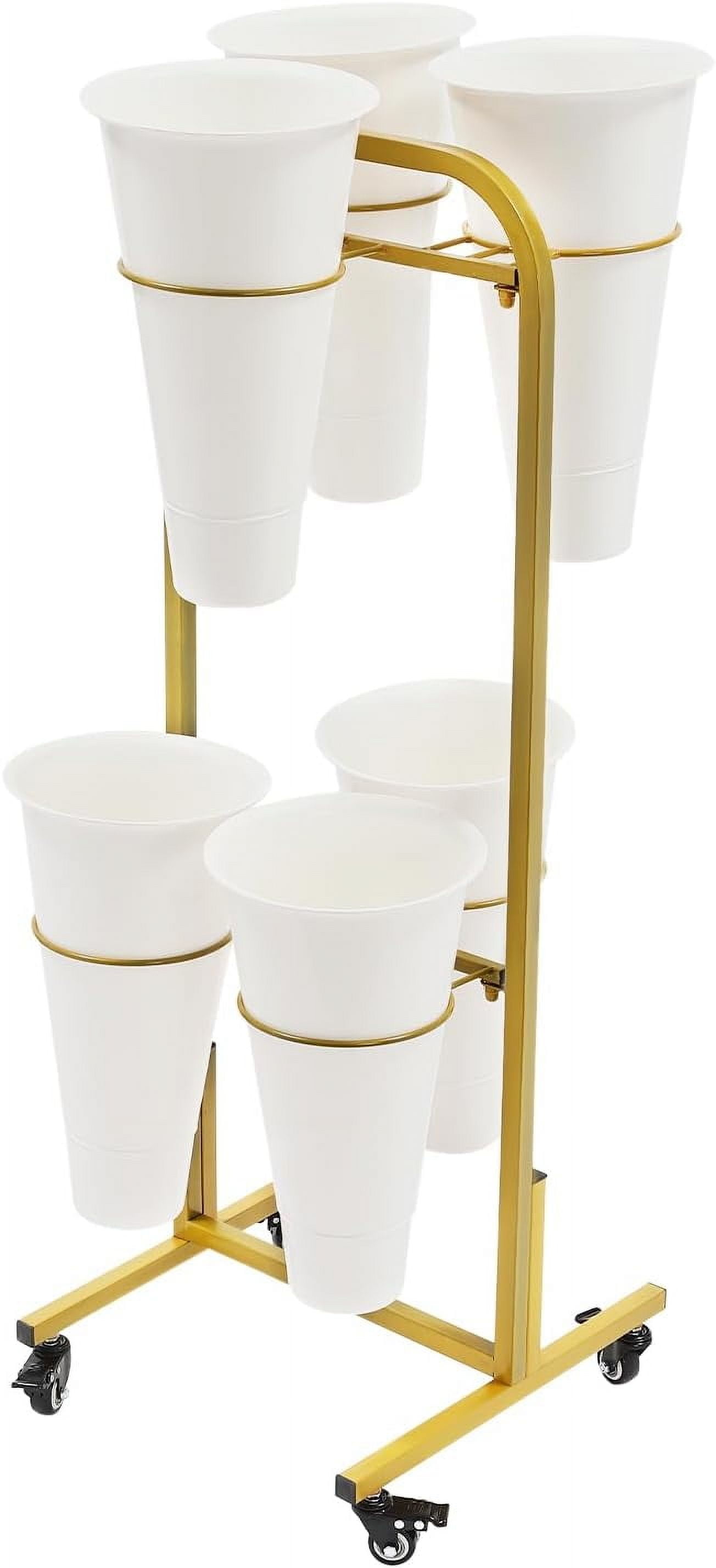 Flower Display Stand, 2Layers Metal Plant Stand with Wheels, with 6pcs ...