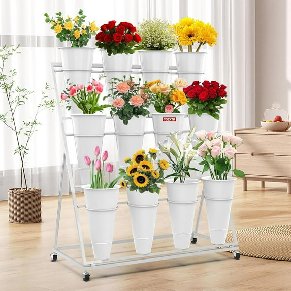 Flower Display Stand 3 Layers with Buckets, 12 PCS Buckets Plant Stand ...