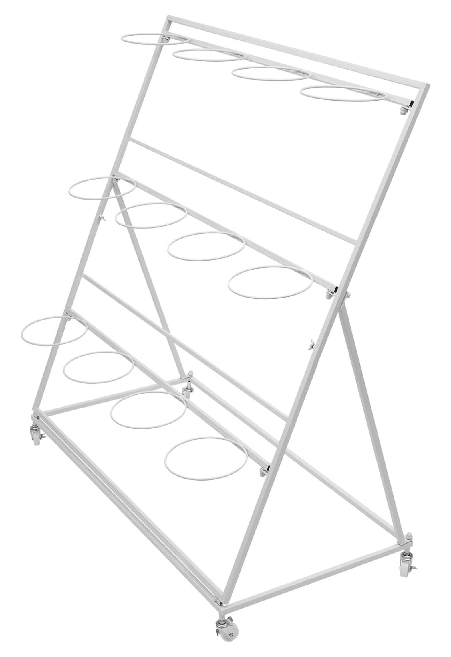 Flower Display Stand, 3 Layers Plant Cart Wrought Iron Florist Shelf Heavy Duty Moving Flower ...