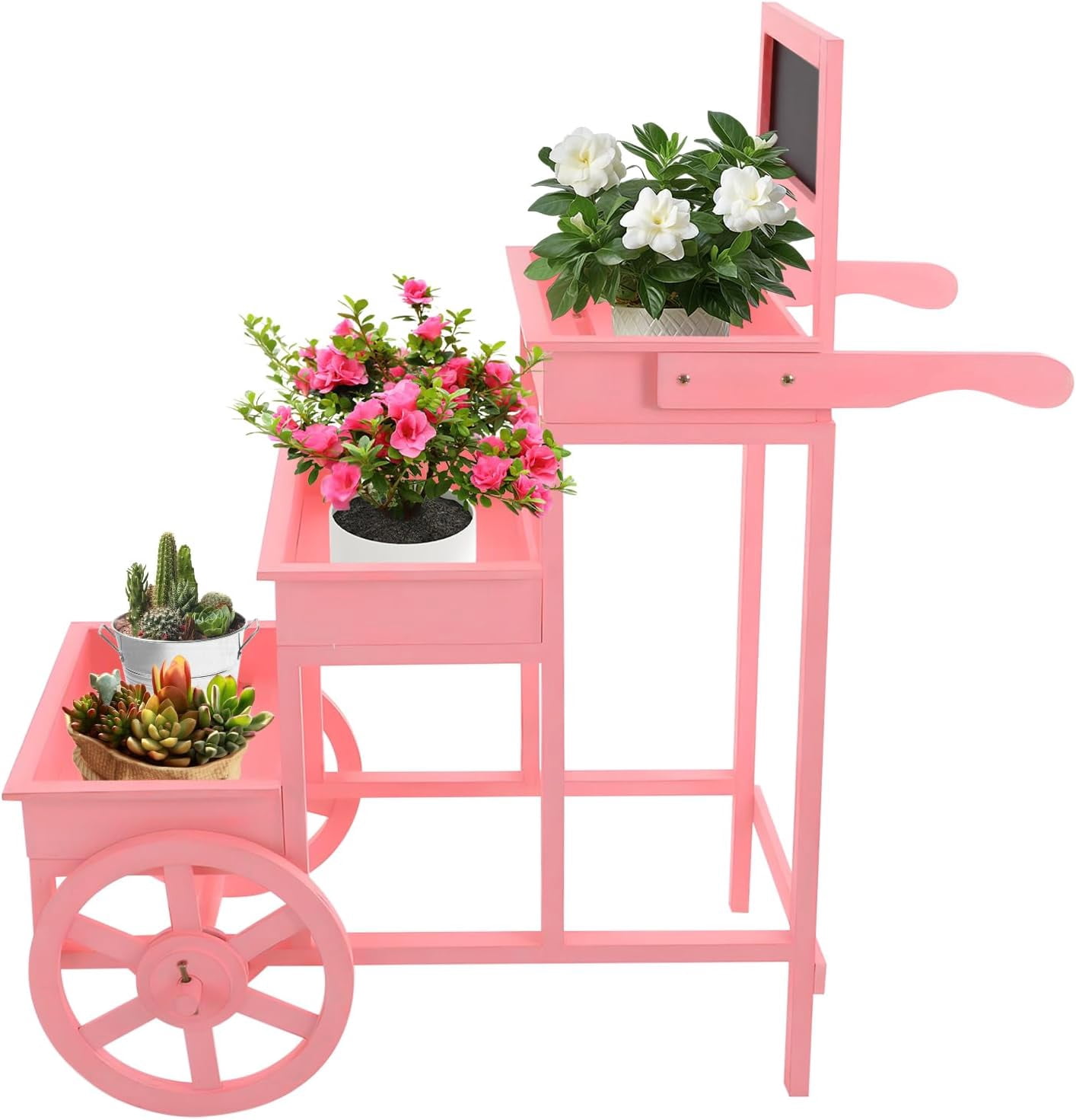 Flower Display Stand | 3-Tier Wood Flower Cart | Flower Cart Display ...