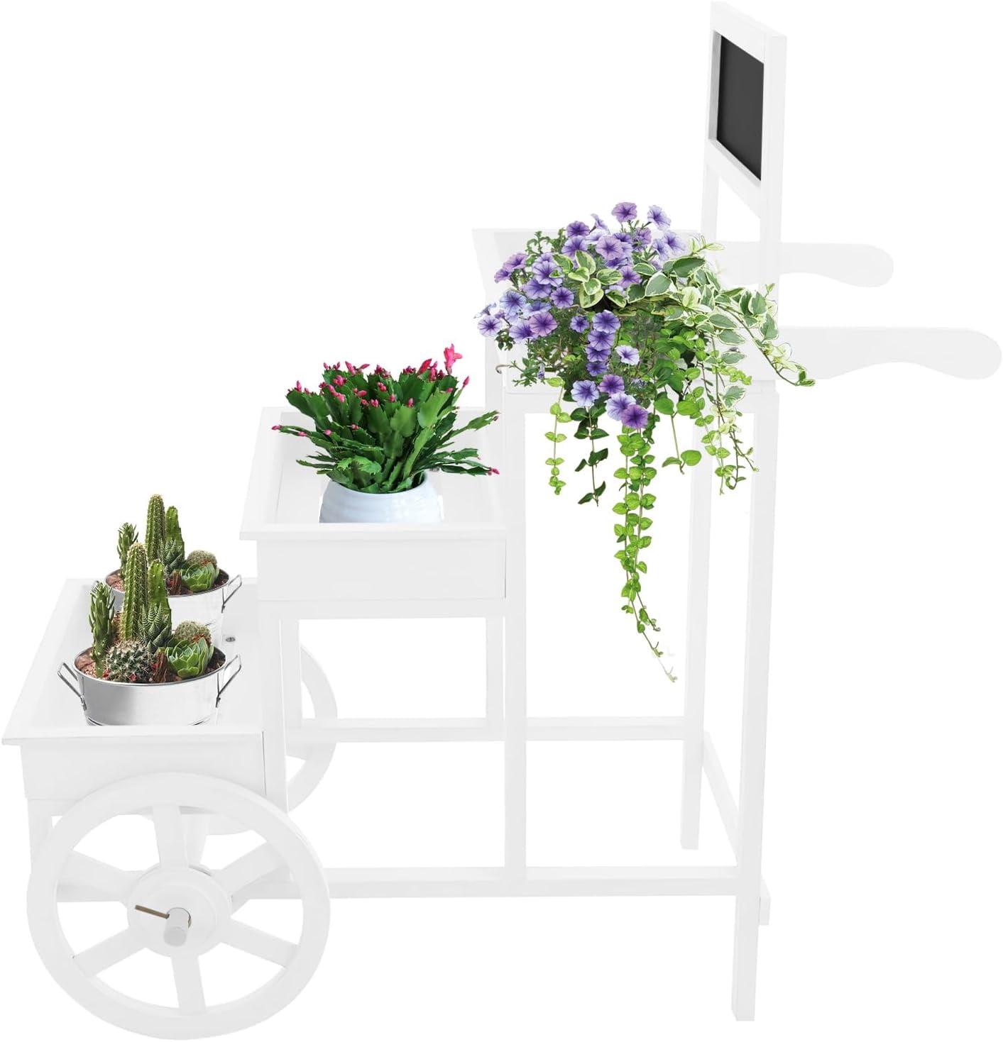 Flower Display Stand | 3-Tier Wood Flower Cart | Flower Cart Display ...