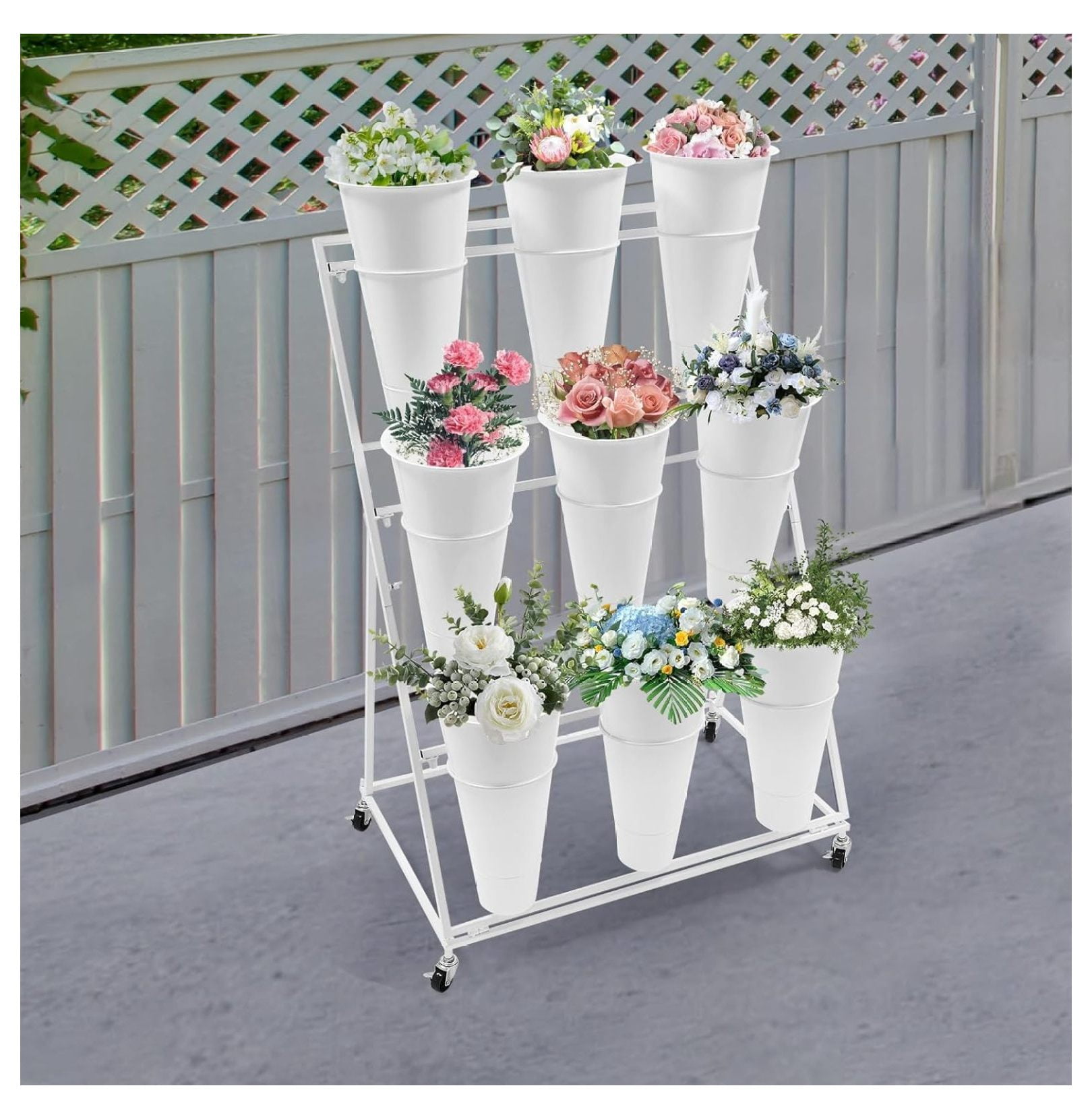 Flower Display Stand, 3 Tiers Flower Display Stand with 9 Pieces ...