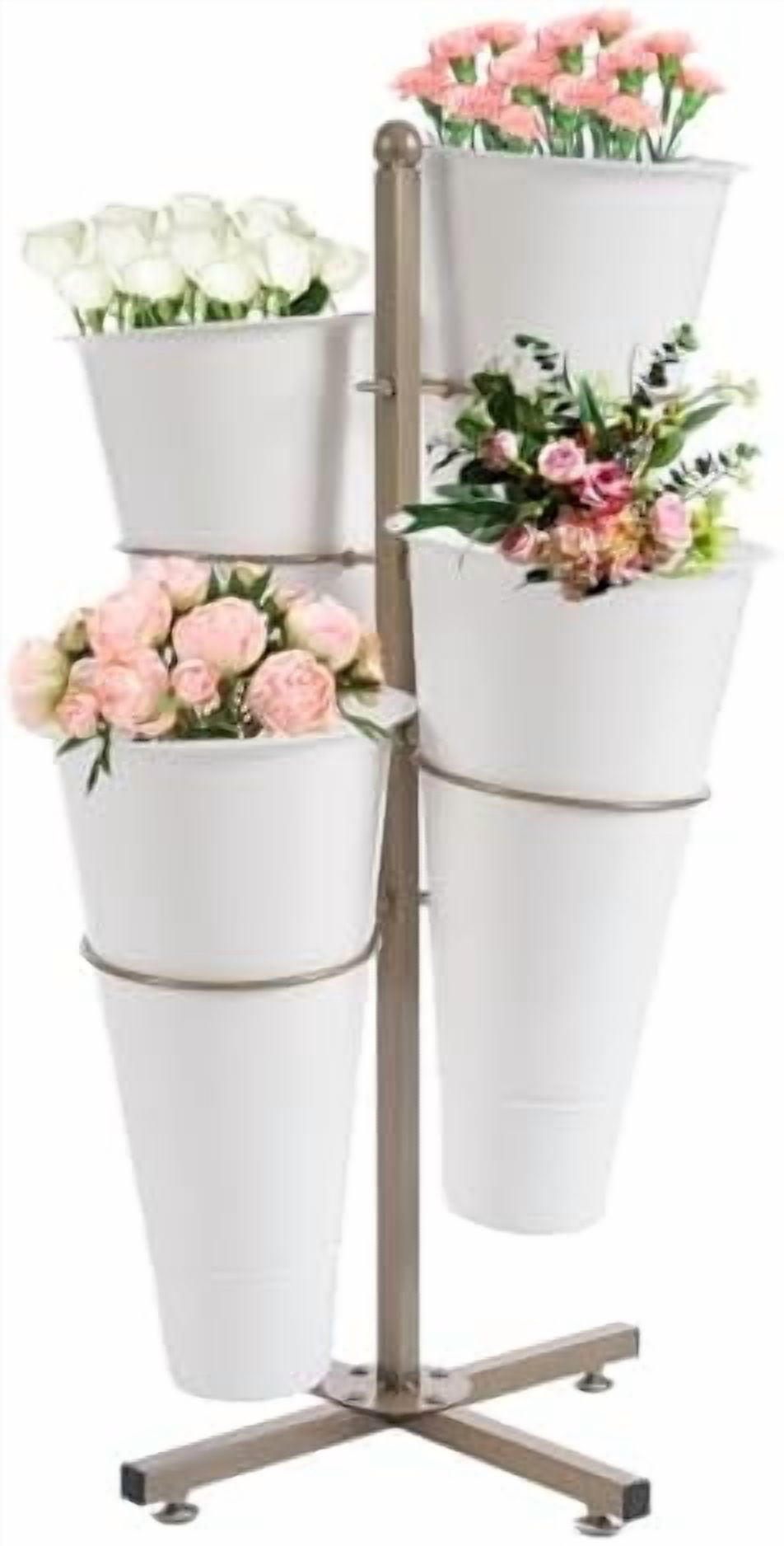 Flower Display Stand with 4 Buckets, Floral Stand Shelf for Indoor ...