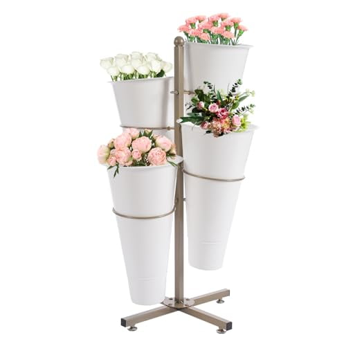 Flower Display Stand with 4 Buckets, Floral Vases Flower Cart Display ...