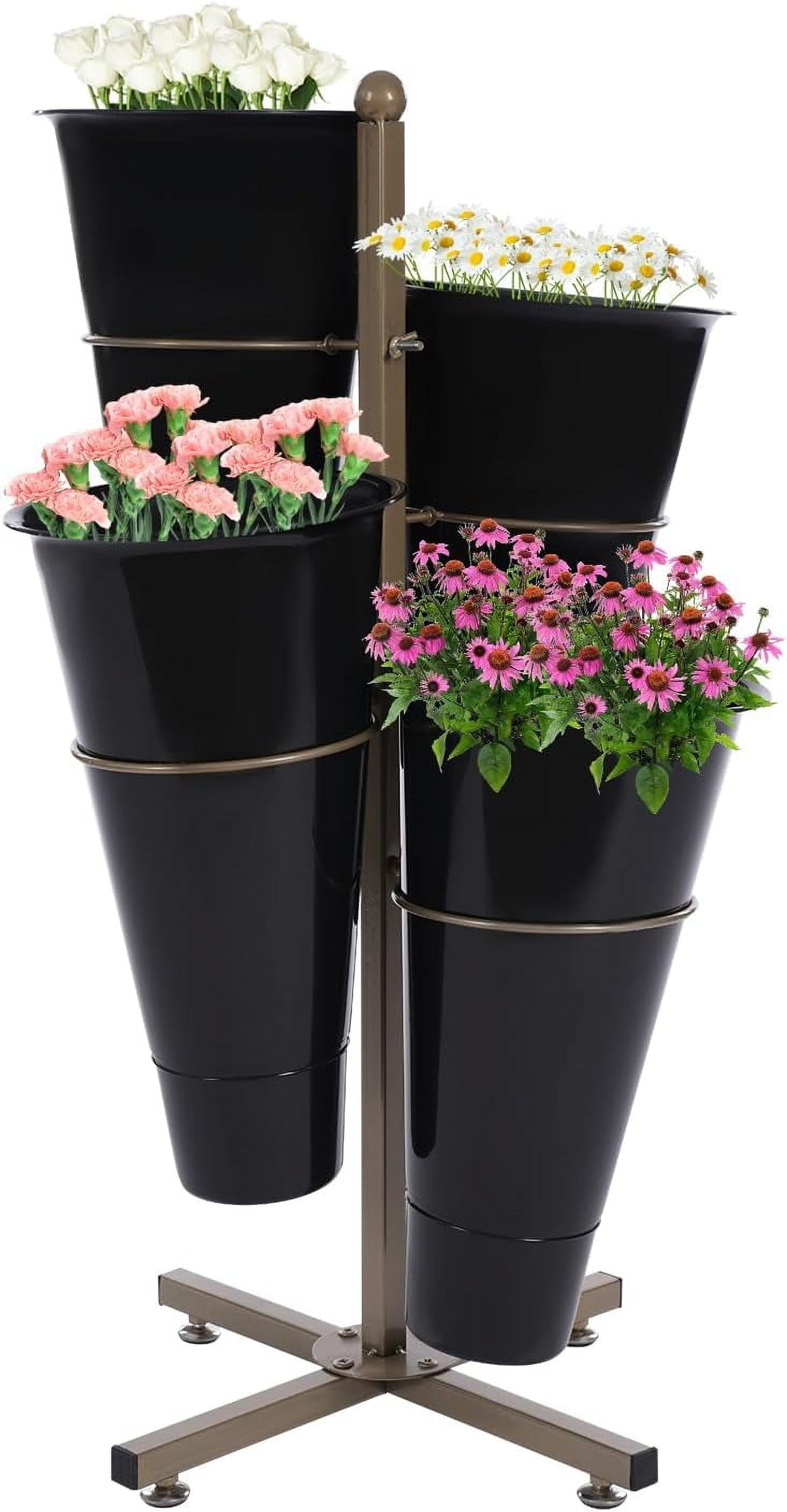 Flower Display Stand with 4 Buckets, Floral Vases Flower Cart Display ...
