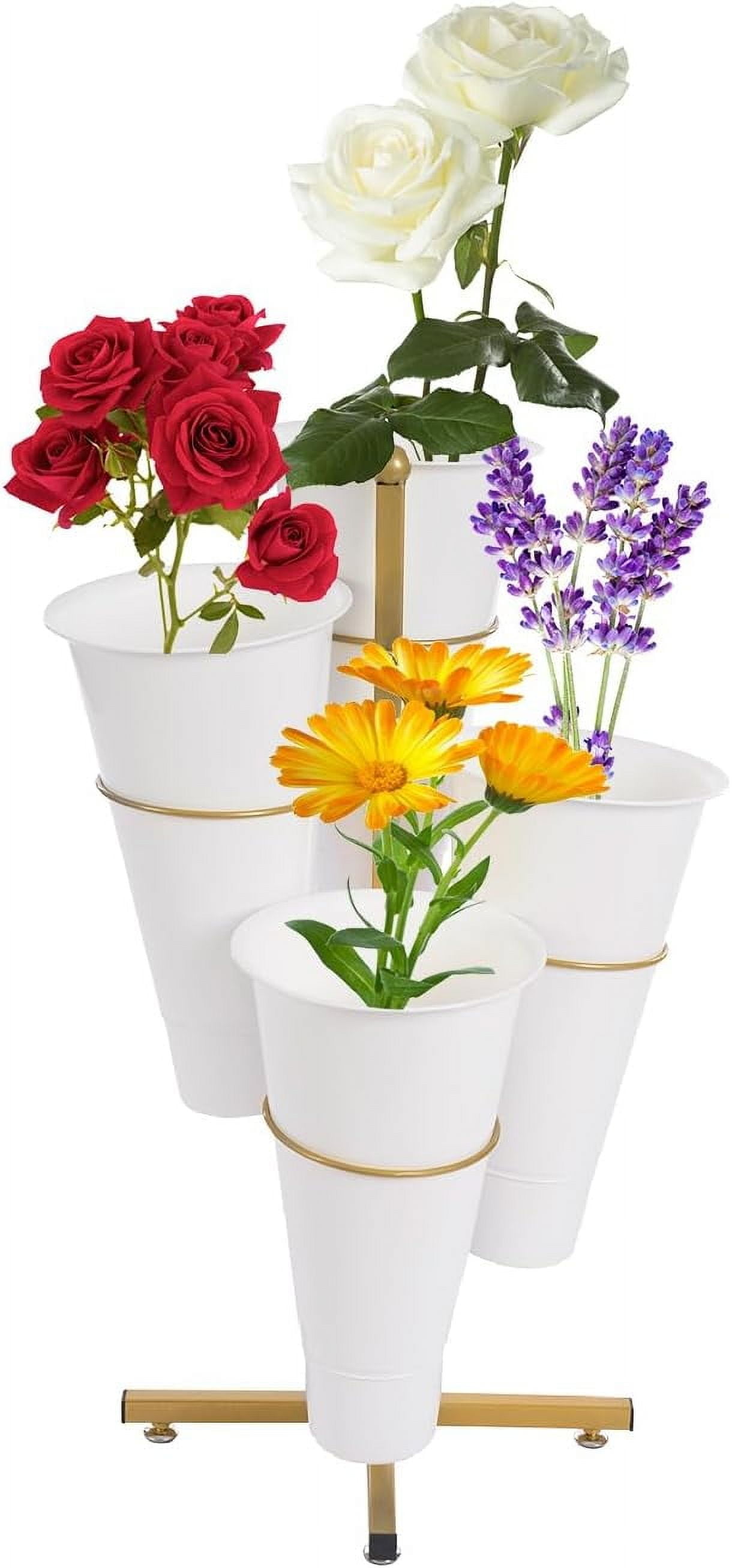 Flower Display Stand with 4 Buckets, Flower Shop Flower Holder with ...