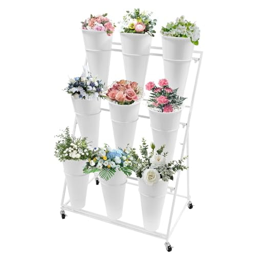 Flower Display Stand with 9 Buckets, 3 Layers Flower Bucket Stand Cut ...