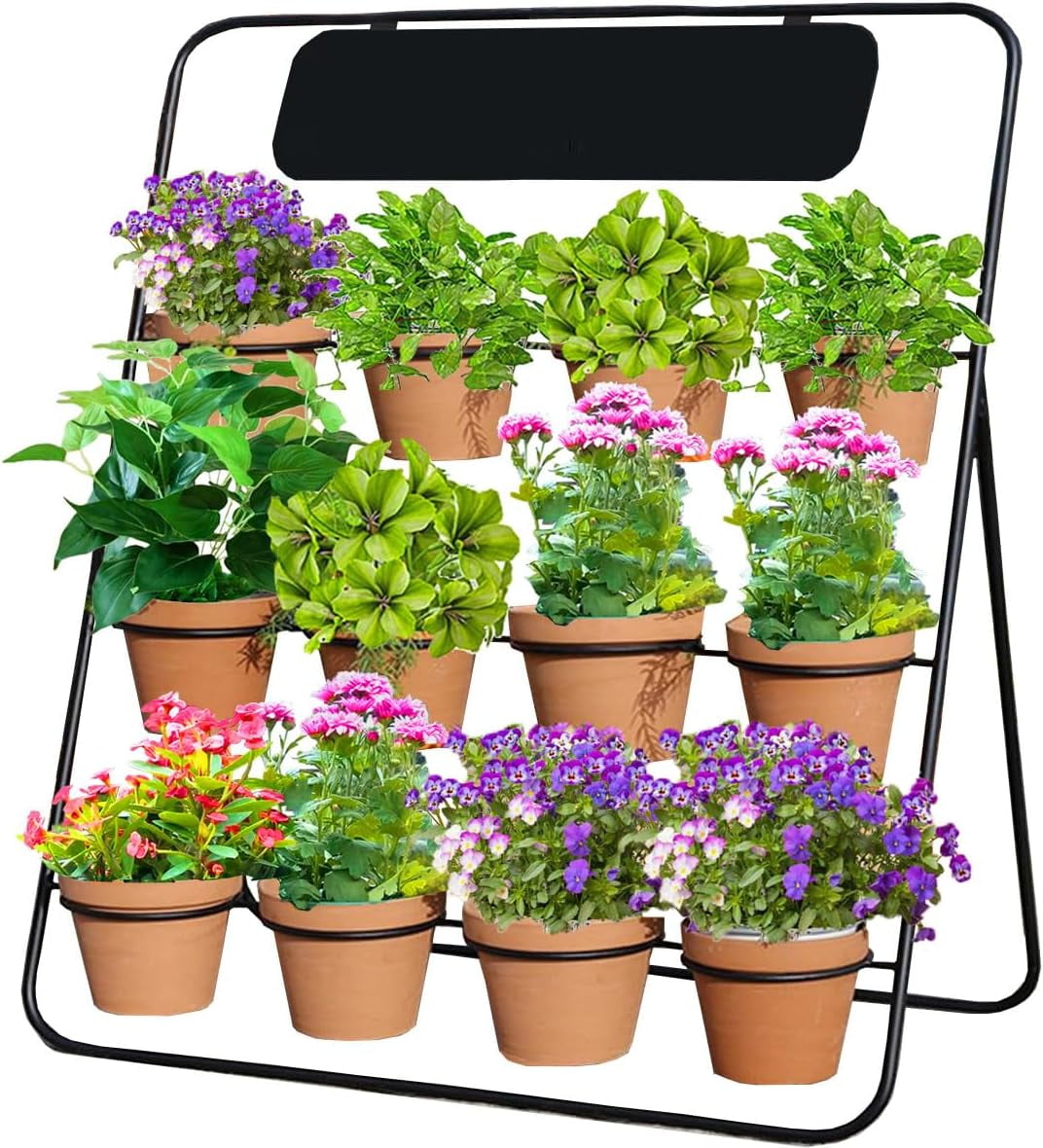 Flower Display Stand with Blackboard & 12 pcs Buckets , 3 Layers Metal ...