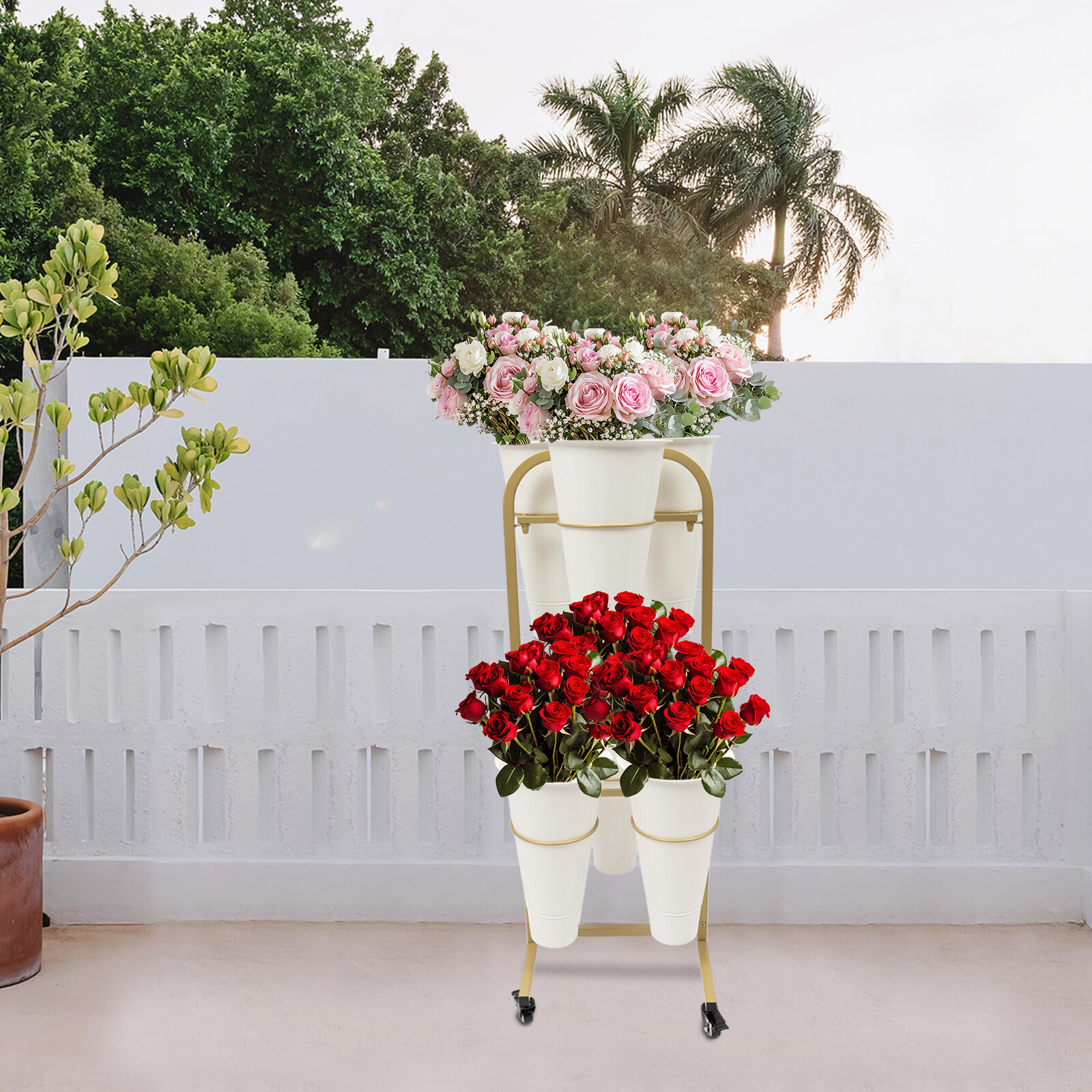 Flower Display Stand, Flower Display Stand with Buckets, Flower Bar ...