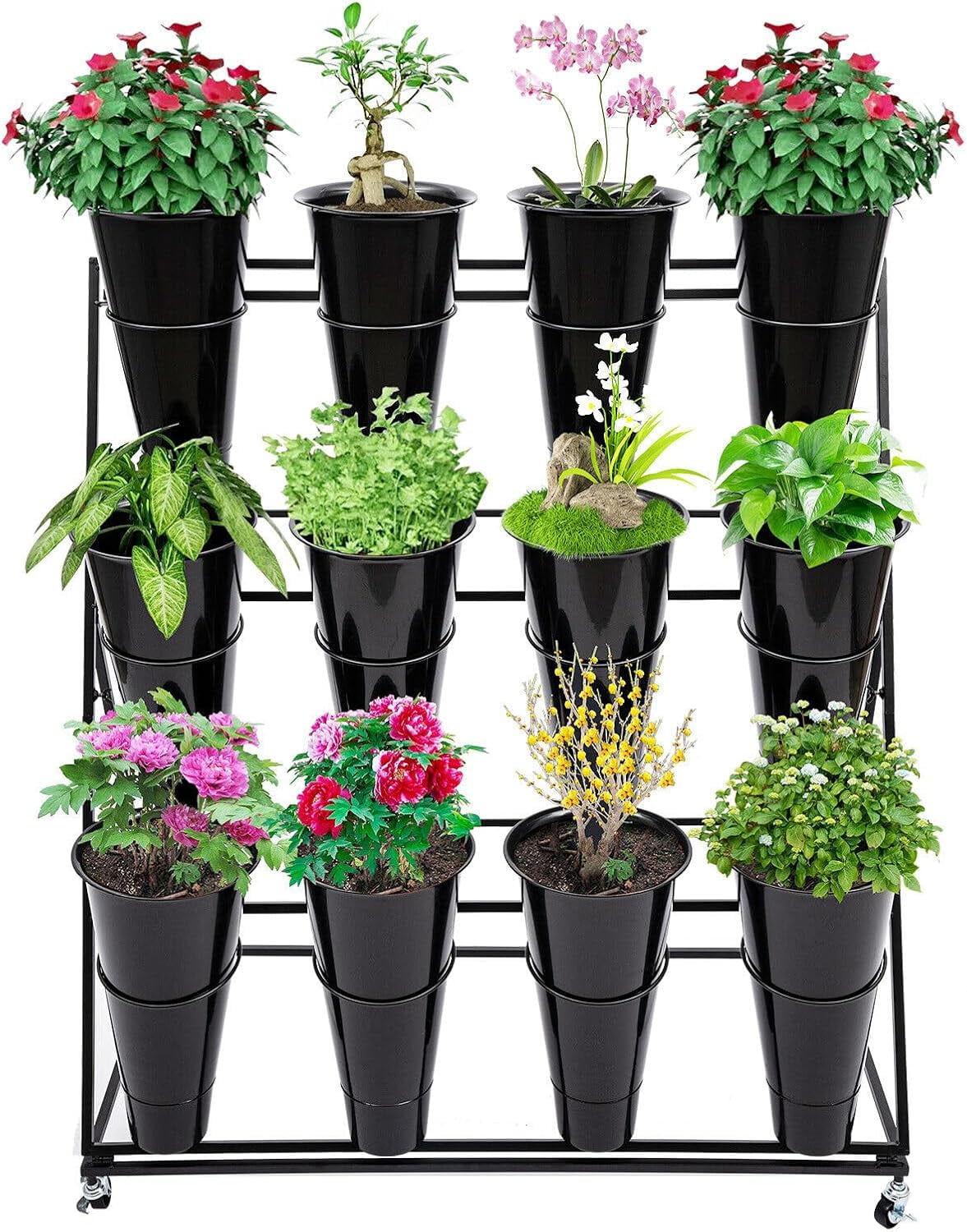 Flower Display Stand Flower Stand with Wheels 3 Tier Flower Display ...