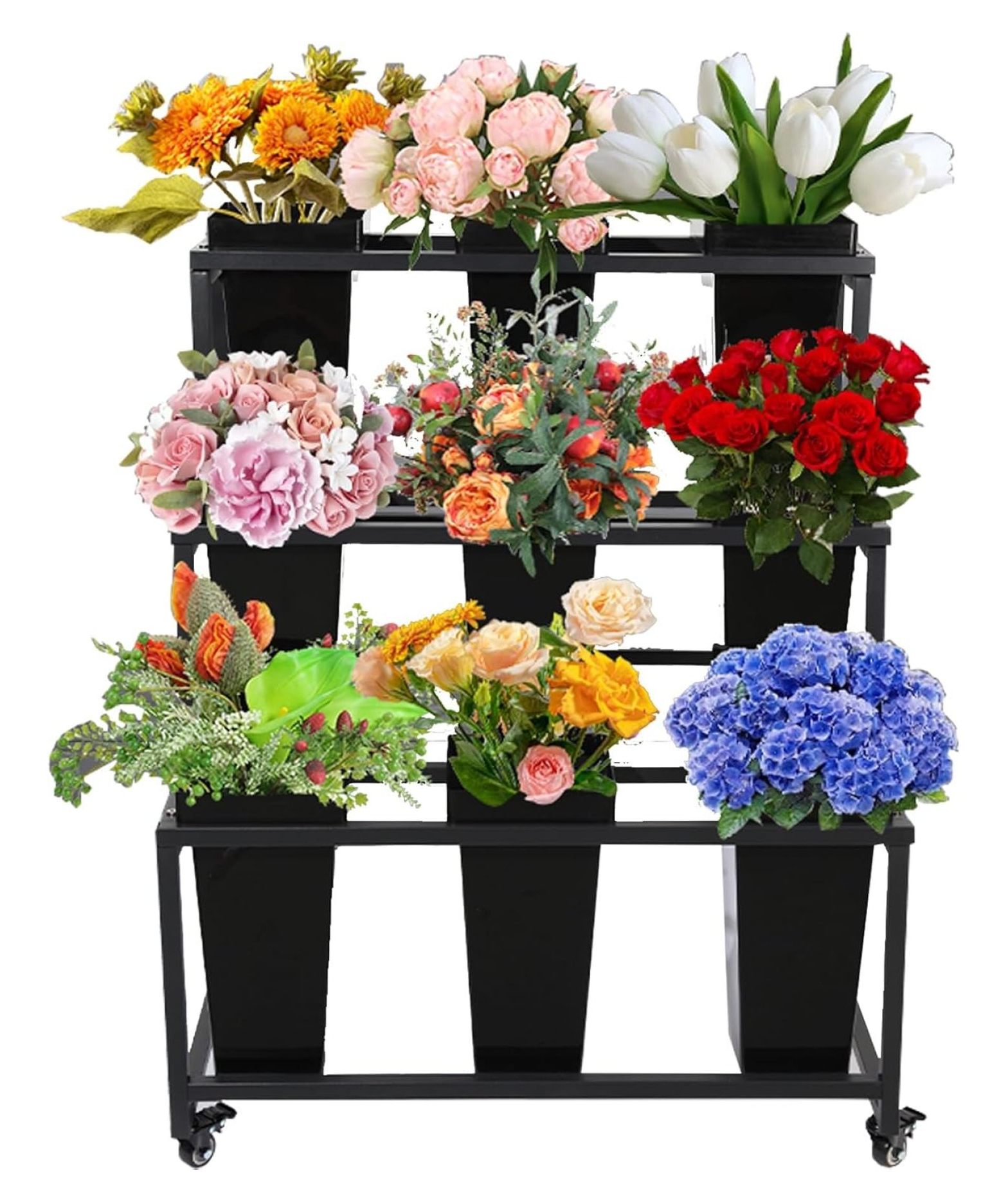 Flower Display Stand, Iron Plant Stand Indoor And Outdoor, 3 Layers Of ...