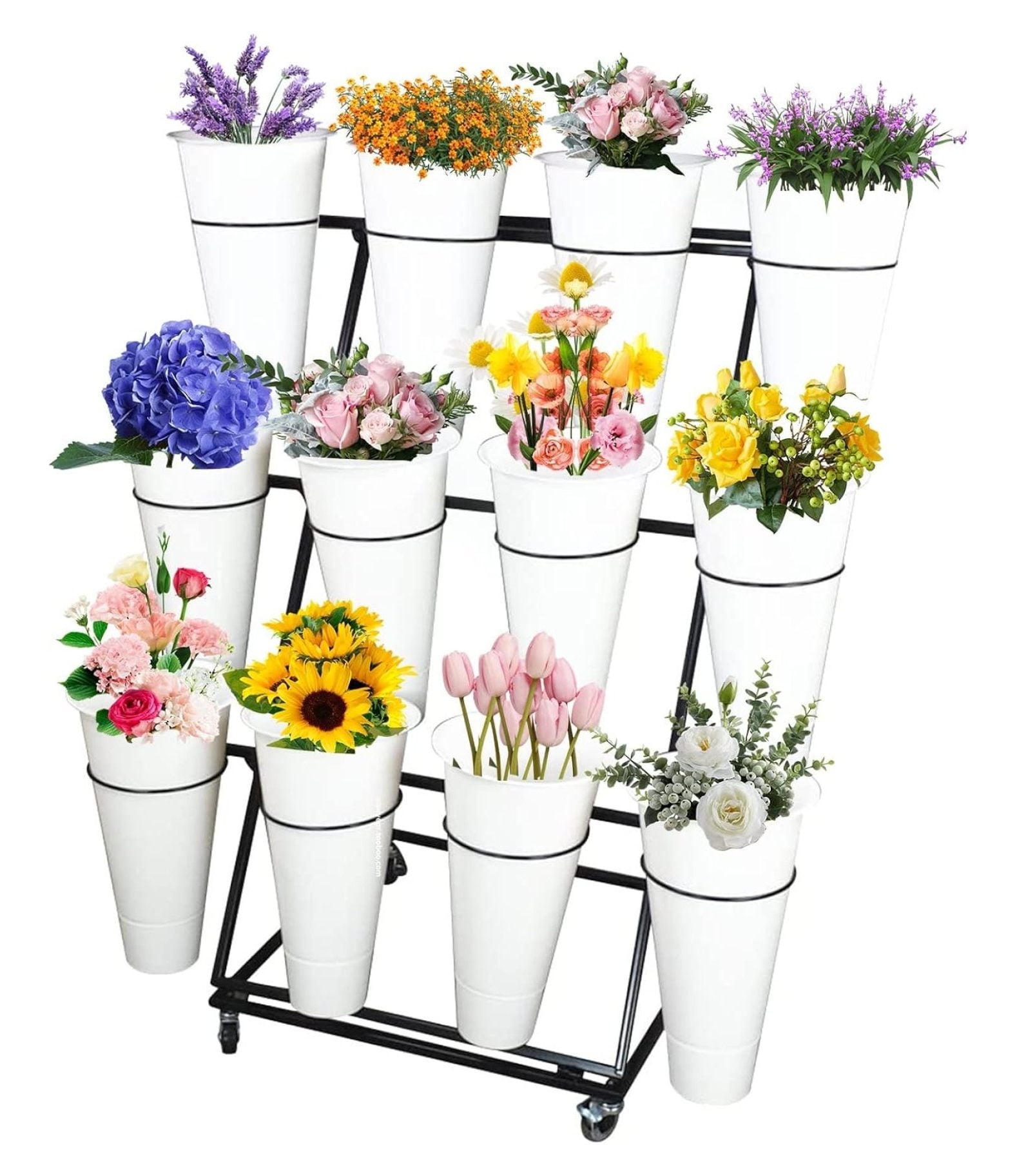 Flower Display Stand, Mobile Plant Cart shelve with Wheels, with ...