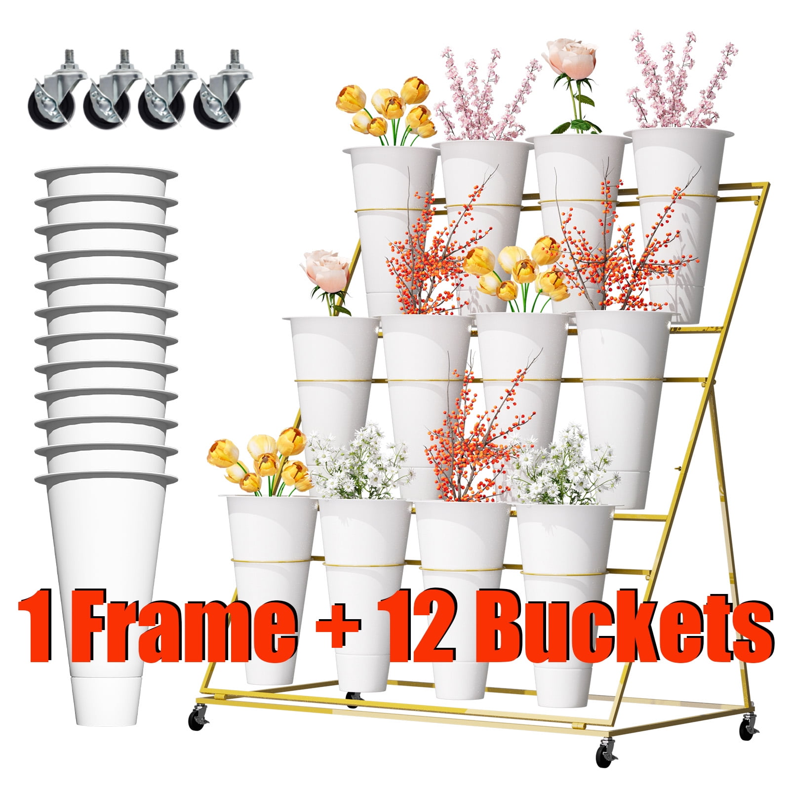 Flower Display Stand, Movable Metal Plant Stand, Plant Stand with ...