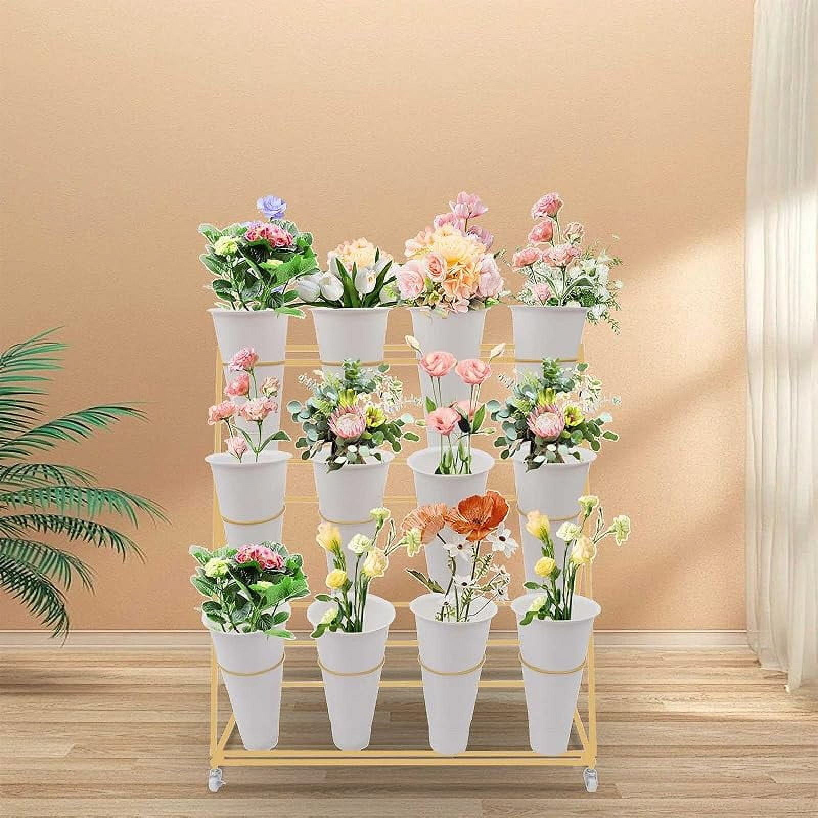 Flower Display Stand, Moving Plant Stand with Wheels Heavy Duty Garden ...