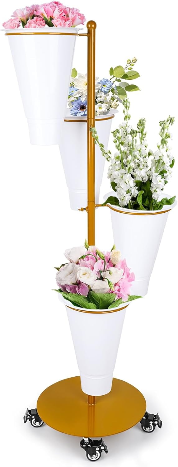 Flower Display Stand With Buckets,Rotatable Flower Cart Display Stand ...