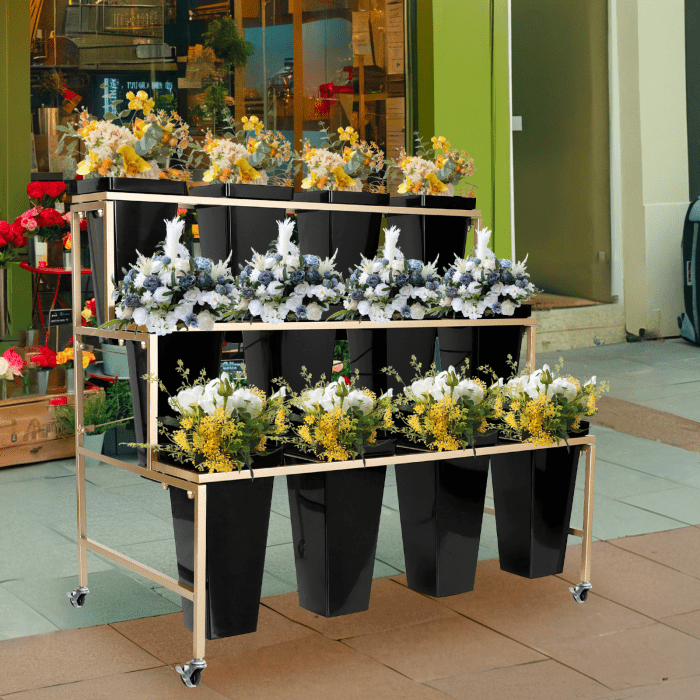 Flower Display Stand with 12 Buckets, 3 - Layer Open Design, Sturdy ...