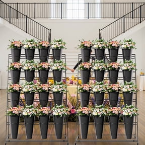 Mustrod 3-Layer Moving Plant Shelf Flower Display Stand Metal Florist ...